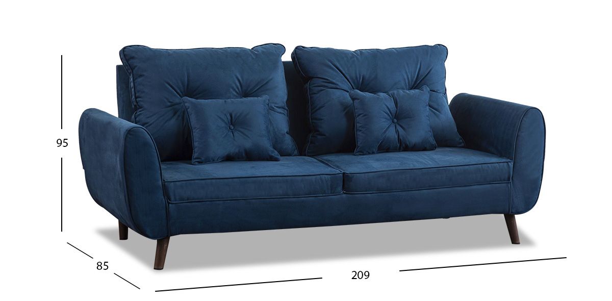 Sofá 3 Plazas Aria Soft Azul