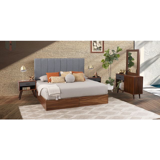 Recámara King Size American Negro 3 Piezas