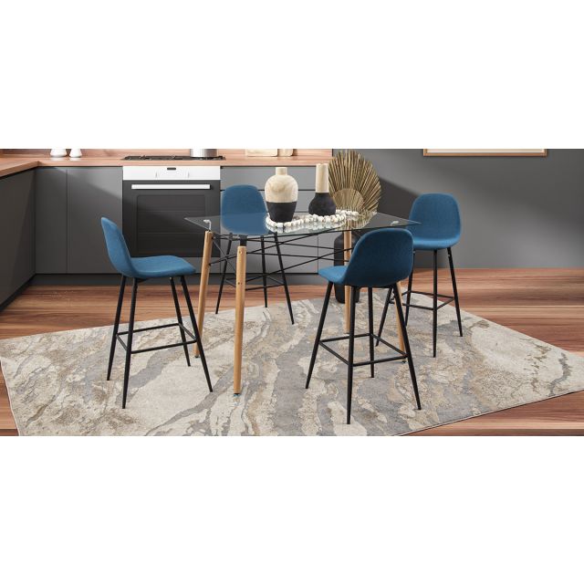 Comedor Bar Rectangular Atlas Con Bancos Arlo Gris 5 Piezas