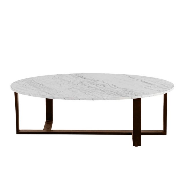 Mesa Lateral Redonda Quartz Blanco Negro Metal