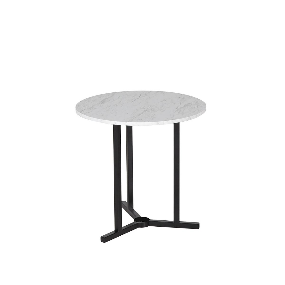 Mesa Lateral Redonda 55 Cm Quartz Metal Blanco Dorado